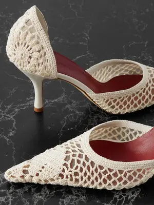 Magda Butrym Leather-trimmed Crocheted Mesh D'orsay Pumps