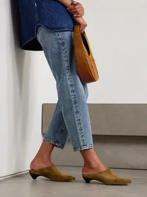 Le Monde Beryl Allegra Suede Mules With Stacked Heel
