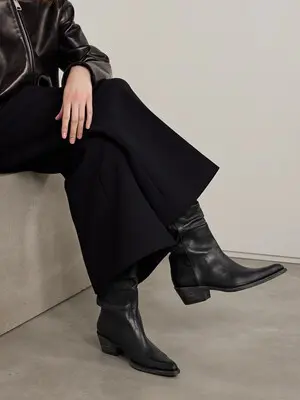 Khaite Clive Leather Boots - Black