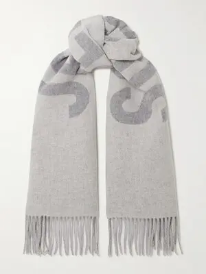 Jacquemus Fringed Wool-jacquard Scarf - Gray