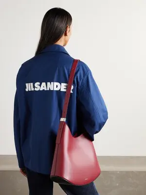 JIL SANDER Small Embellished Leather Shoulder Bag - Red