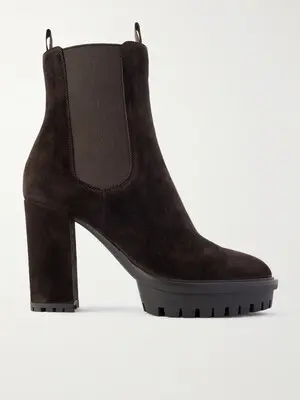 GIANVITO ROSSI 70 Suede Chelsea Boots - Brown