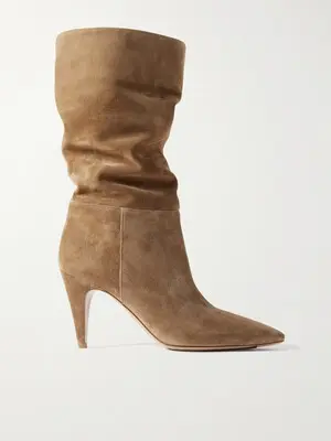 GIANVITO ROSSI Elise 85 Suede Boots - Neutrals