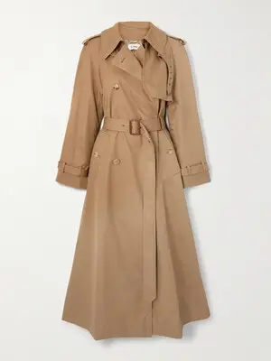 Chloé Double-breasted Leather-trimmed Cotton-gabardine Trench Coat