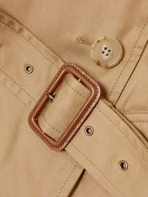 Chloé Double-breasted Leather-trimmed Cotton-gabardine Trench Coat