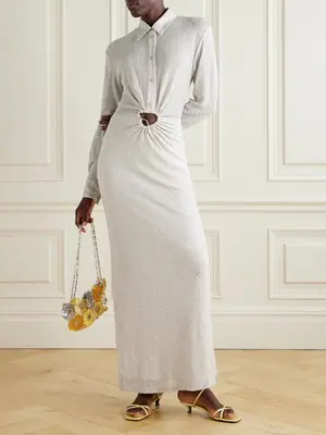 Christopher Esber Embellished Cutout Metallic Mesh Maxi Dress