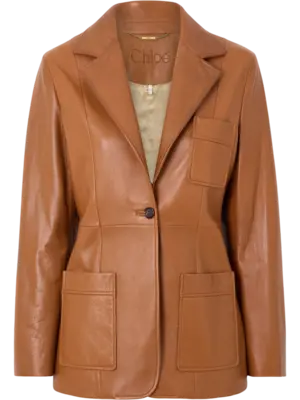 Chloé Paneled Leather Jacket - Brown