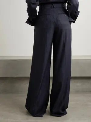 Another Tomorrow Pinstriped Wool-blend Wide-leg Pants