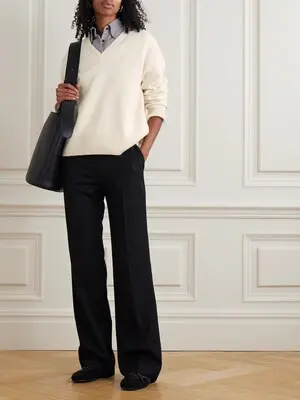 AMI Paris Oversized Embroidered Wool And Cashmere-blend Sweater