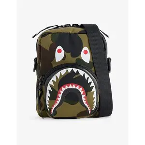A BATHING APE Camo Shark Woven Cross Body Bag - Green
