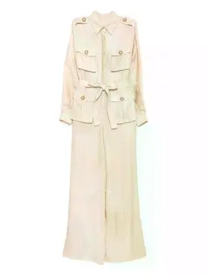 Elie Saab Printed Linen Jumpsuit - Neutrals