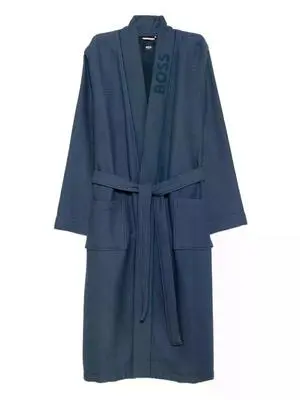 BOSS Logo-embroidered Dressing Gown - Blue