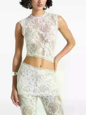 Manière De Voir Maniere De Voir Eugenie Lace Asymmetrical High Neck Sleeveless Top - White