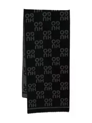 Hugo Logo-motif Scarf - Black