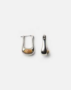 Lafayette 148 New York Jasper Stone Hoop Earrings - Nickel Multi