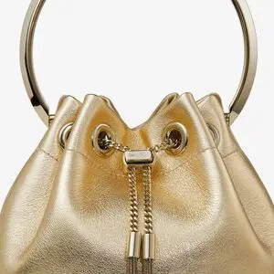 JIMMY CHOO Bon Bon Metallic Nappa Bucket Bag - Silver