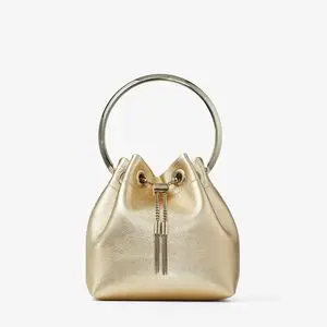 JIMMY CHOO Bon Bon Metallic Nappa Bucket Bag - Silver