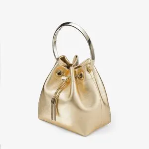 JIMMY CHOO Bon Bon Metallic Nappa Bucket Bag - Silver