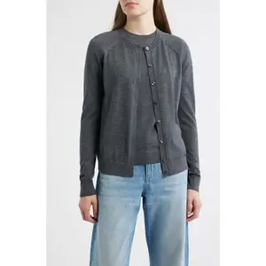 BOSS Fonami Virgin Wool Cardigan - Charcoal Melange