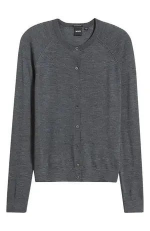 BOSS Fonami Virgin Wool Cardigan - Charcoal Melange