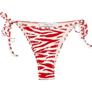 Mango Zebra Print Bikini Bottom - Red