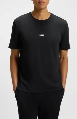 BOSS Unique Stretch Cotton Pajama T-shirt - Black