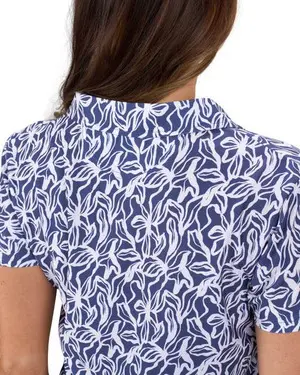 BLACK CLOVER Floral Printed Aurora Polo - Navy