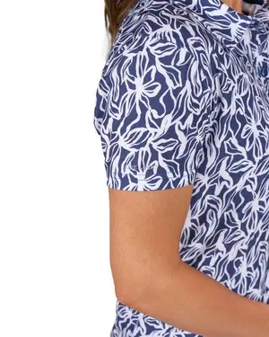 BLACK CLOVER Floral Printed Aurora Polo - Navy
