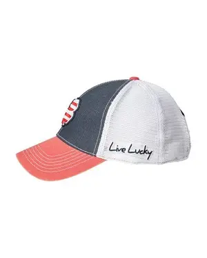 BLACK CLOVER Usa American Flag Clover Trucker Hat - Navy