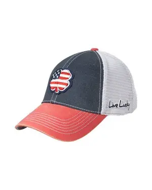 BLACK CLOVER Usa American Flag Clover Trucker Hat - Navy