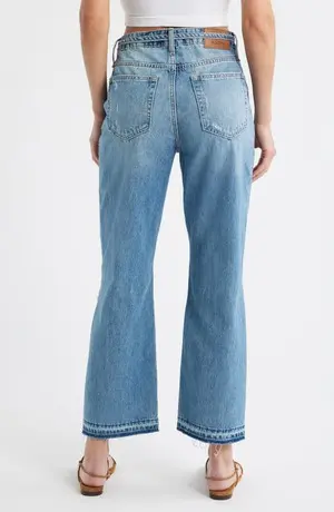 HIDDEN JEANS Belted Ripped Straight-leg Jeans