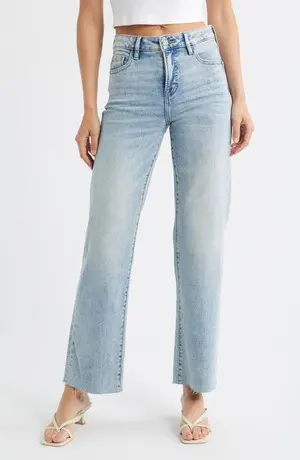 HIDDEN JEANS Raw Hem Straight Leg Jeans