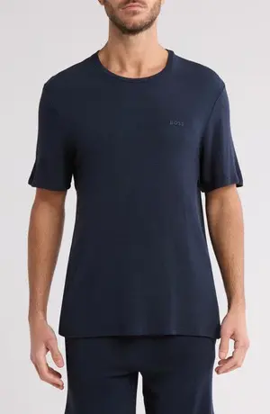 BOSS Ribbed Stretch Modal Pajama T-shirt Dk Bu