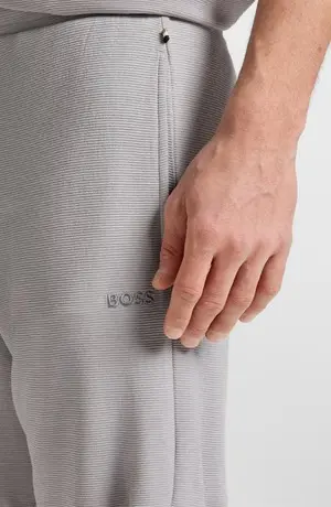 BOSS Ribbed Knit Pajama Shorts - Light/pastel Grey