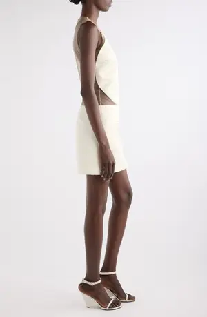 COURREGES Illusion Inset Circle Satin Minidress - Ivory