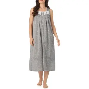 Eileen West Sleeveless Cotton Ballet Nightgown - Coal/floral