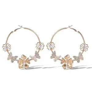 Jessica Simpson Floral Hoop Earrings - Gold