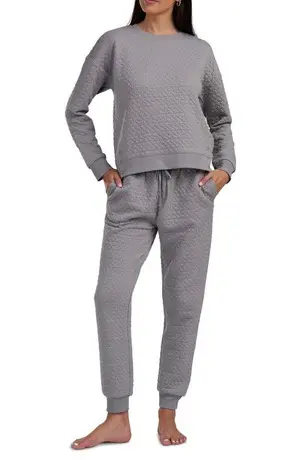 Splendid Heart Stitched Pullover & Jogger Pajamas - Alloy