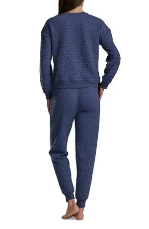 Splendid Heart Stitched Pullover & Jogger Pajamas - Navy Quilted Heart