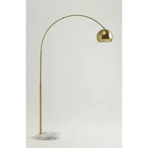 BRIGHTECH Olivia 75" Adjustable Led Floor Lamp With Metal Bowl Shade And Marble Base - Polished Brass
