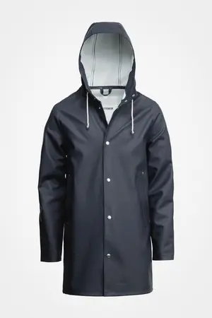 Stutterheim Stockholm Long Sleeve Hooded Raincoat - Navy