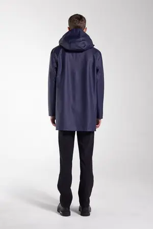 Stutterheim Stockholm Long Sleeve Hooded Raincoat - Navy