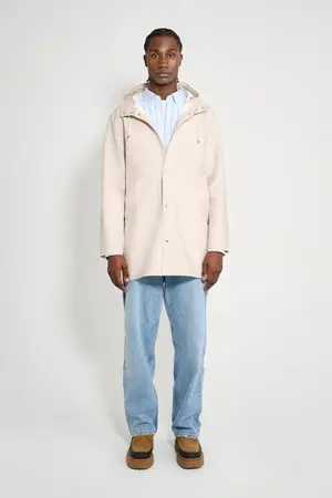 Stutterheim Stockholm Long Sleeve Hooded Raincoat - Light Sand