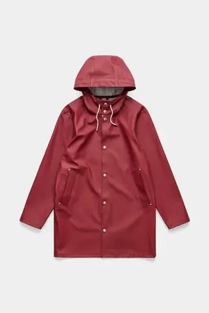 Stutterheim Stockholm Long Sleeve Hooded Raincoat - Burgundy