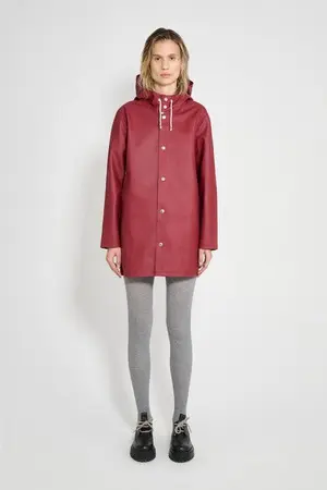Stutterheim Stockholm Long Sleeve Hooded Raincoat - Burgundy