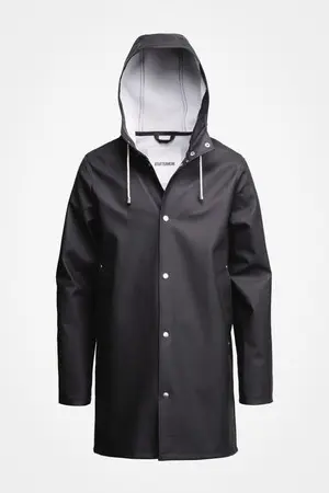 Stutterheim Stockholm Long Sleeve Hooded Raincoat - Black