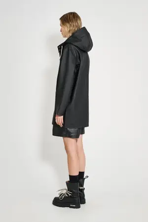 Stutterheim Stockholm Long Sleeve Hooded Raincoat - Black