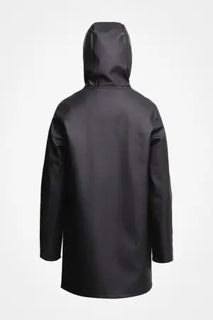 Stutterheim Stockholm Long Sleeve Hooded Raincoat - Black