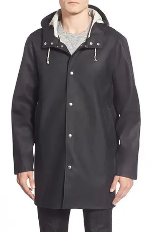 Stutterheim Stockholm Long Sleeve Hooded Raincoat - Black
