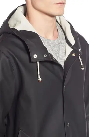 Stutterheim Stockholm Long Sleeve Hooded Raincoat - Black